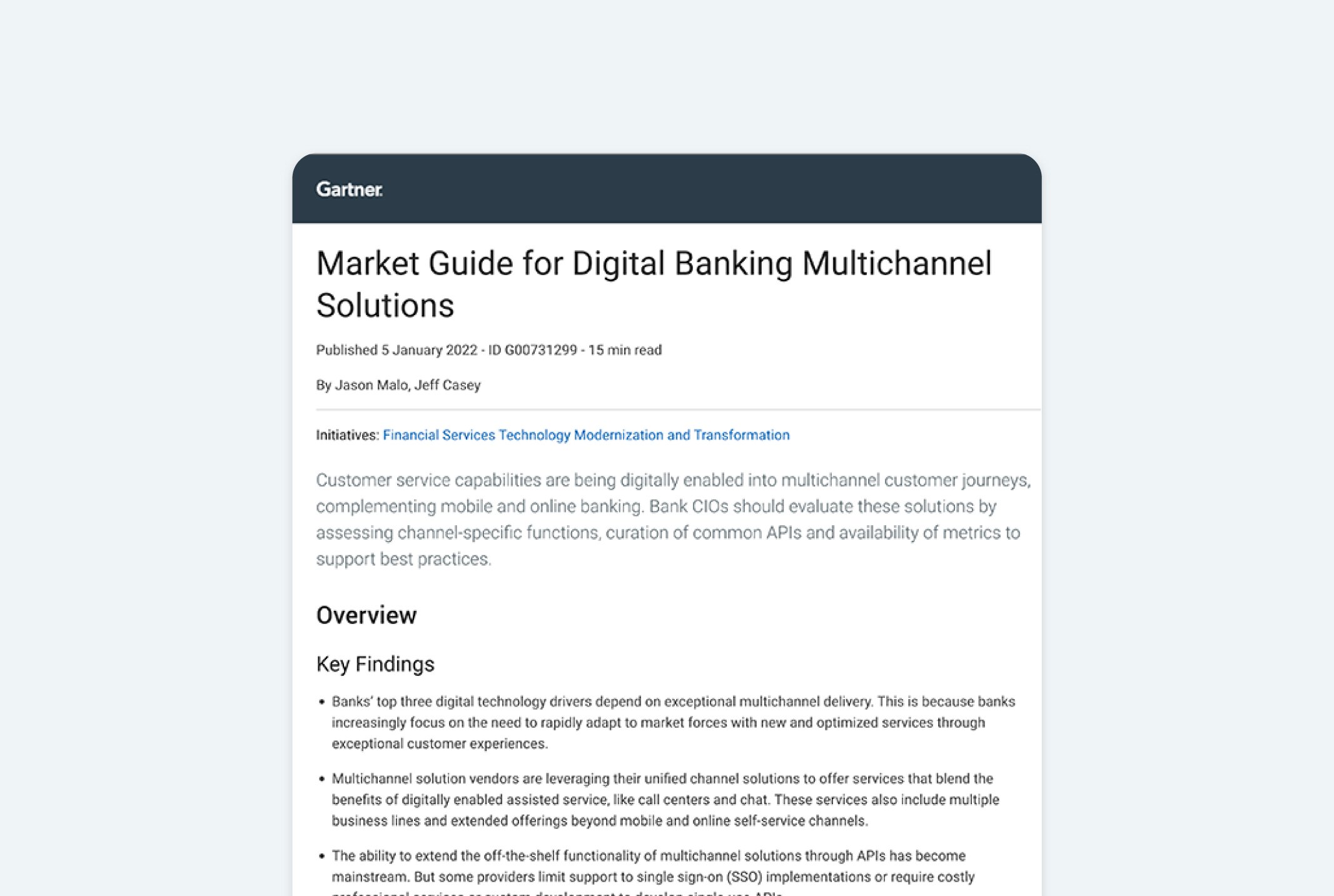 Market Guide for Digital Banking Multichannel Solutions by Gartner®